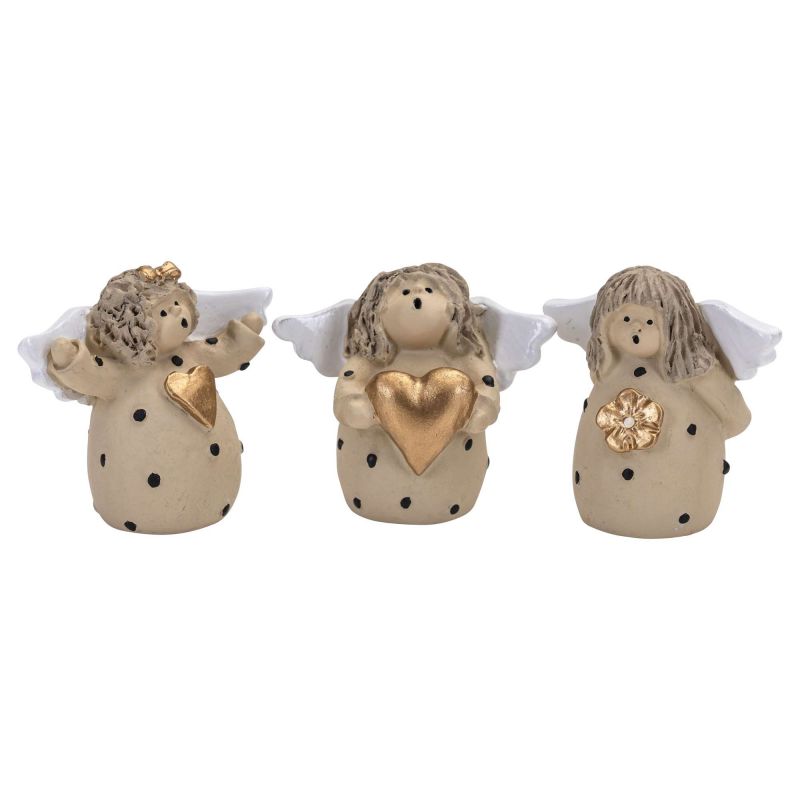 Engle, Tre små med guld hjerte, 3 stk || Køb de søde og sjove figurer ...