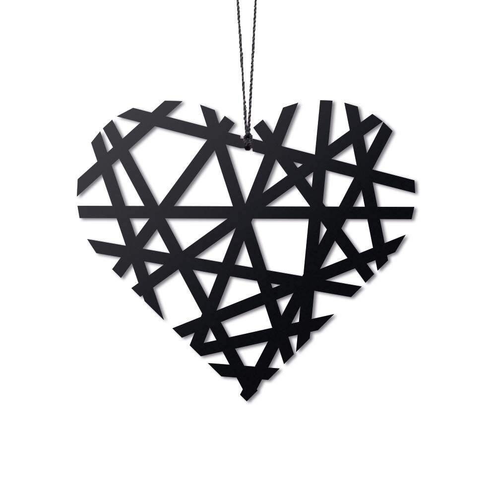 Hjerte Streger, sort 2 stk