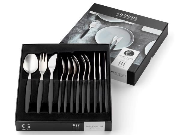 Gense Focus de Luxe Bestiksæt 12 dele Sort/Mat stål || Køb Gense bestik ...